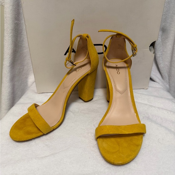 Aldo | Shoes | Aldo Womens Yellow Block Heel Sandals | Poshmark